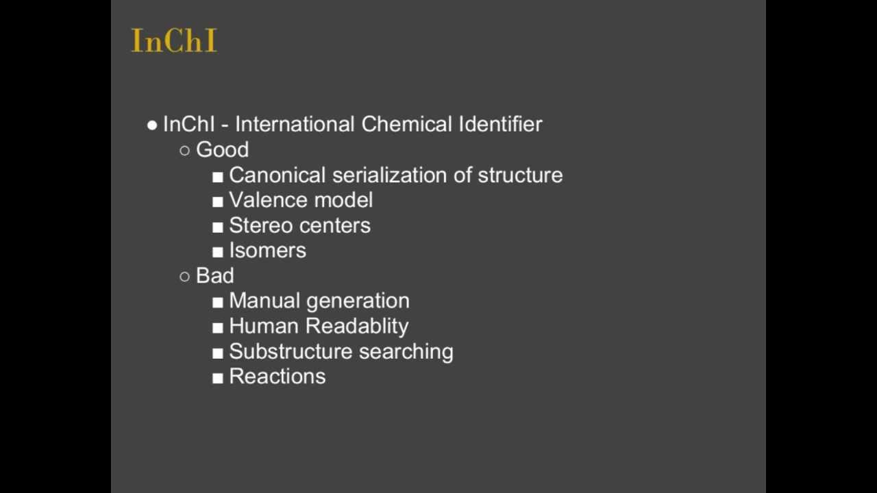 Cheminformatics, Encodings SMILES & InChI - YouTube