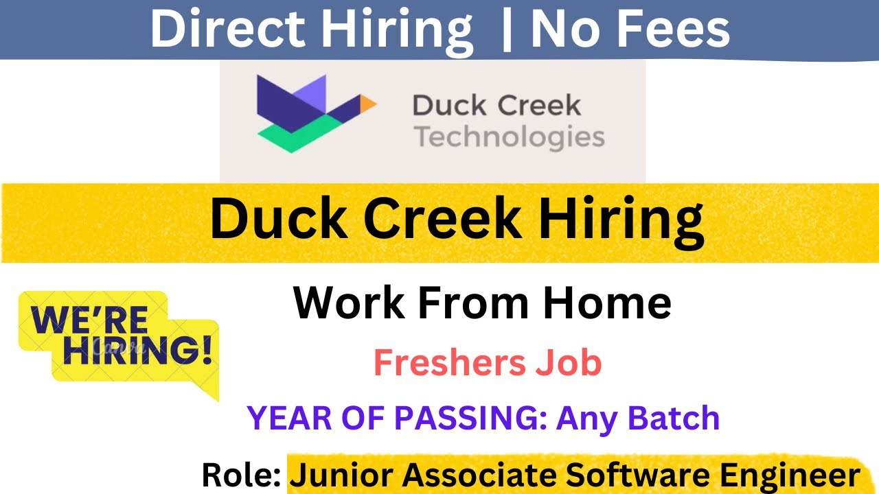 Duck Creek Junior Associate Software Engineer | WFH | Freshers Job ...