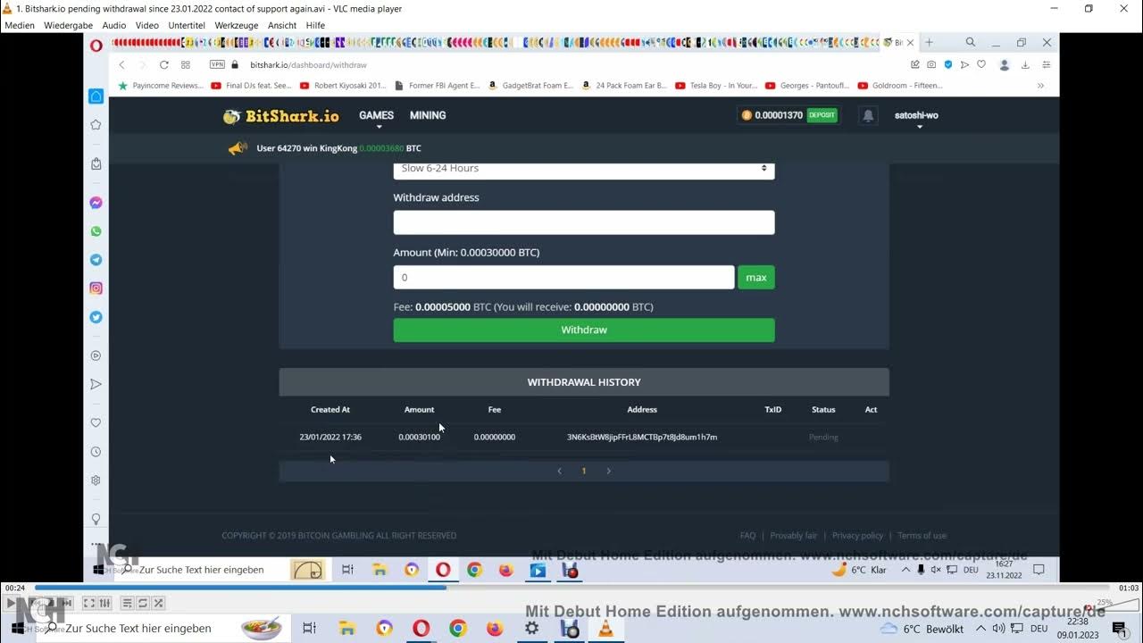 Scam: https://bitshark.io (video of proof) example: part 1 - YouTube