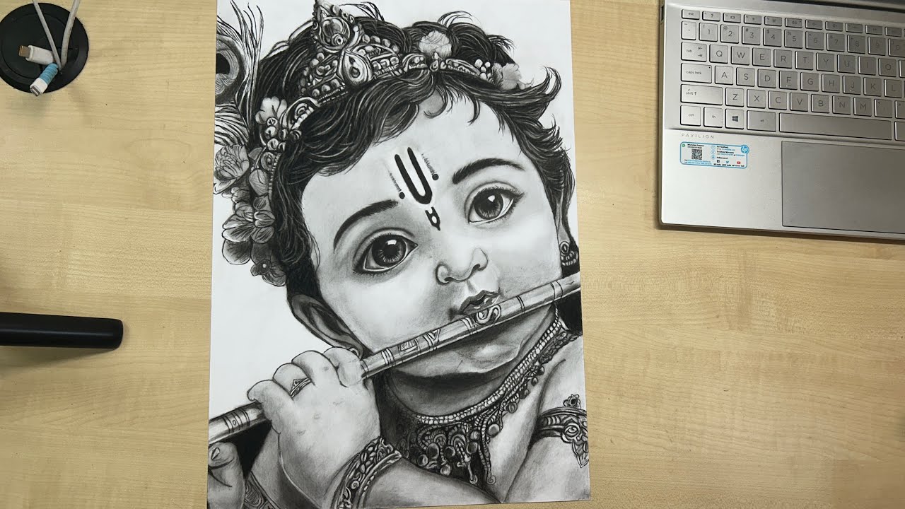 Krishna drawing part-2 tutorial | How to draw realistic drawing | how ...