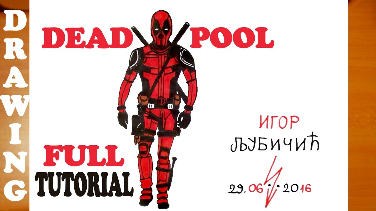 How to Draw DEADPOOL Step by Step Easy Full Body from Movie,color ...