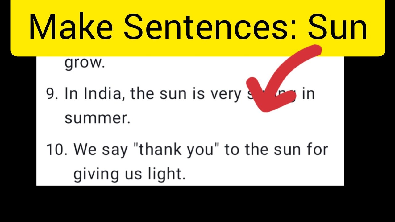 Make Sentences:Sun ||Sun ka sentences - YouTube