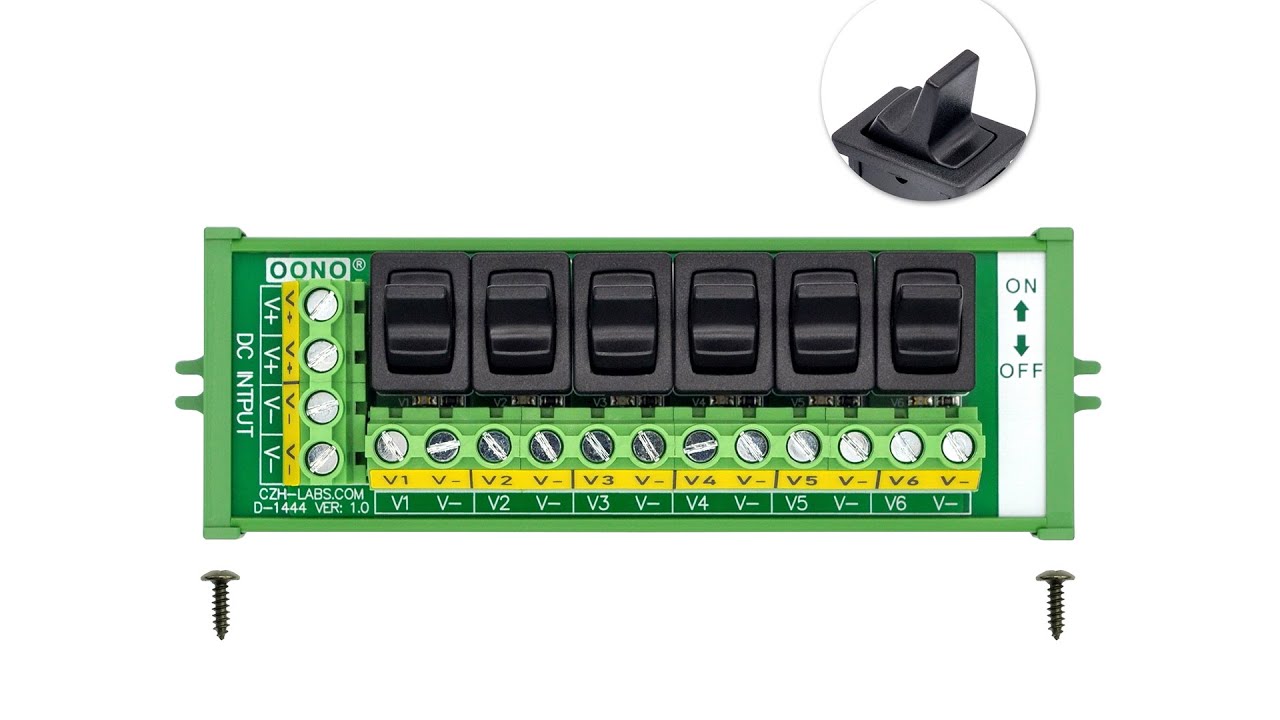 Screw Mount 6 Channel Paddle Rocker Switch DC Power Distribution Strip ...
