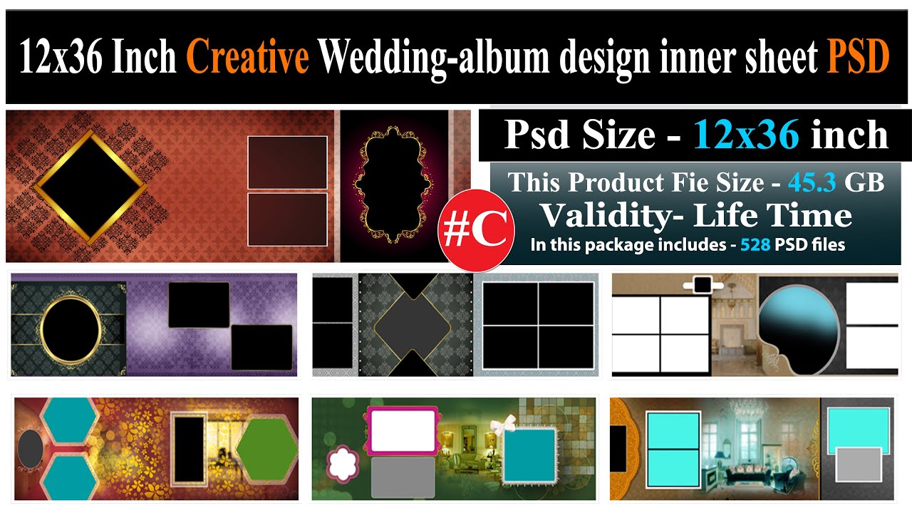 12x36 inch | creative | wedding album design | inner sheet psd | ( PN ...