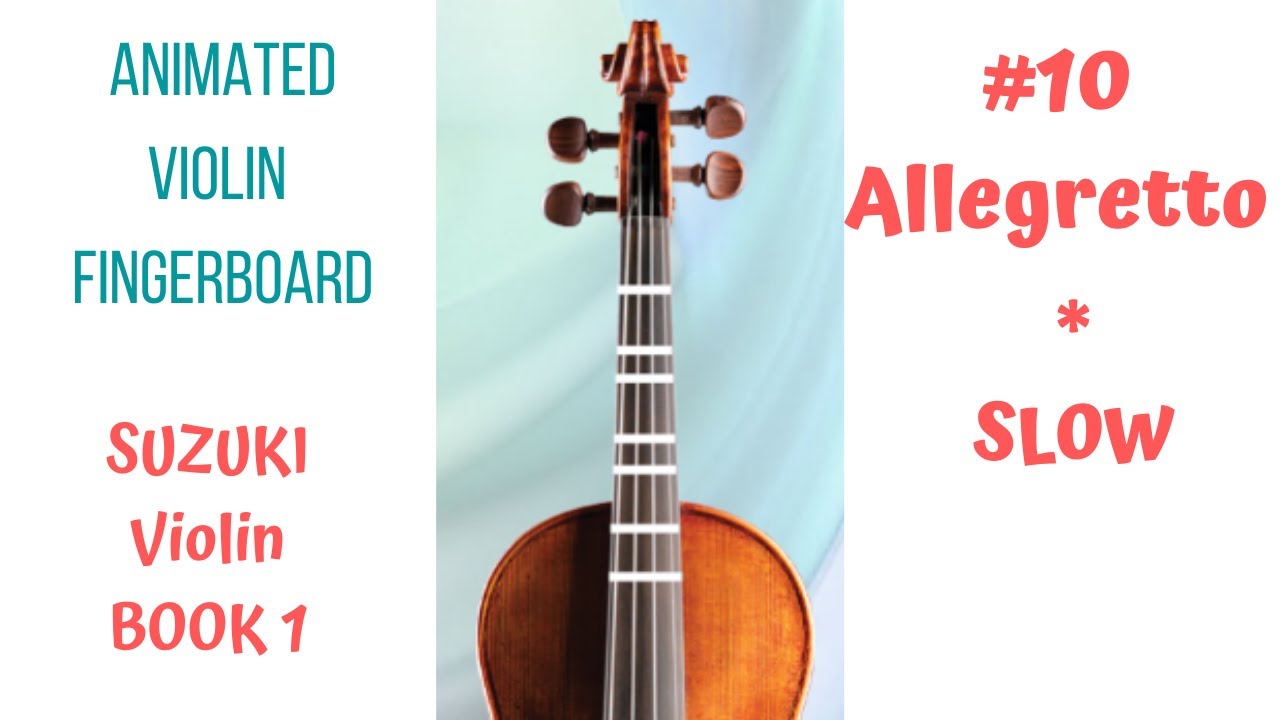 ALLEGRETTO - Suzuki Violin Book 1 - (SLOW TEMPO) PLAY ALONG following animated violin ...