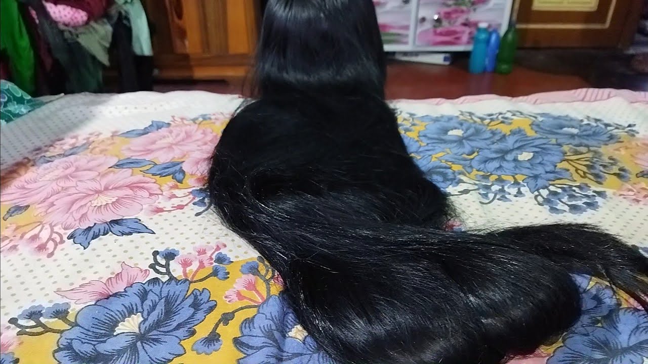 Long Hair Bun Open & Silky Smooth Hair Play | Gorgeous Hair Bun Open ...