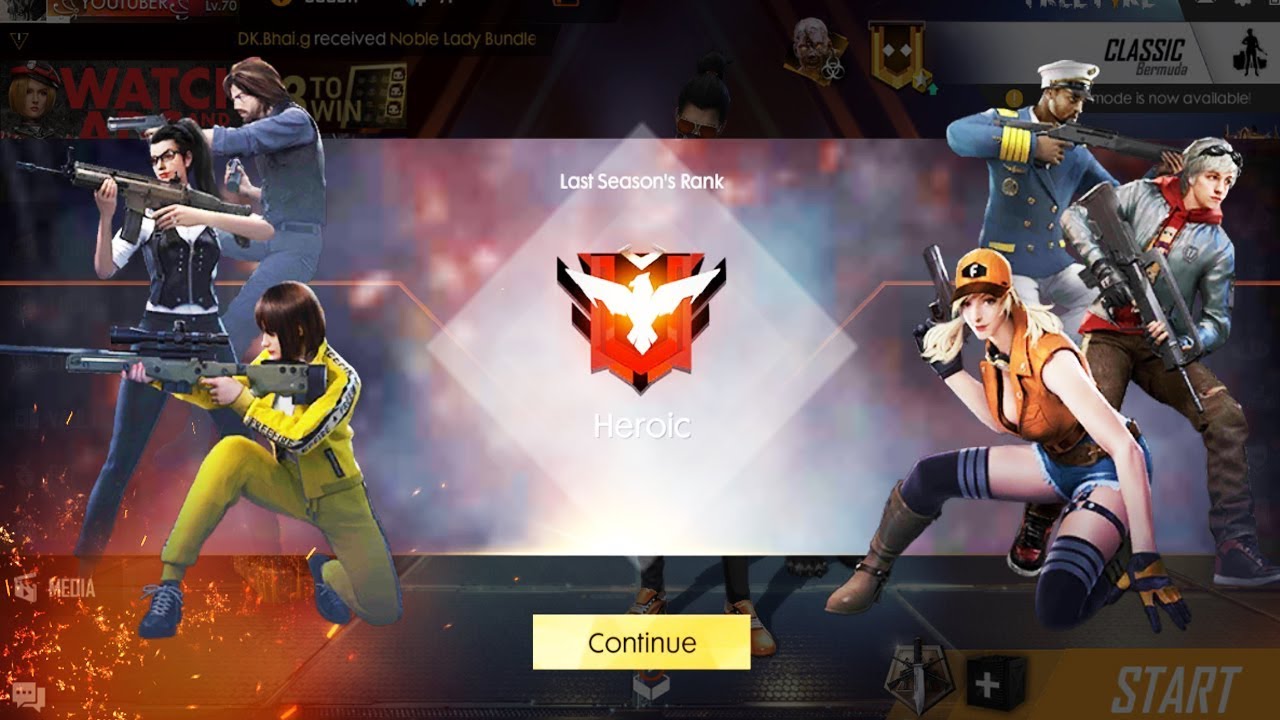 FREE FIRE LIVE - HEROIC RUSH RANK GAME PLAY - YouTube