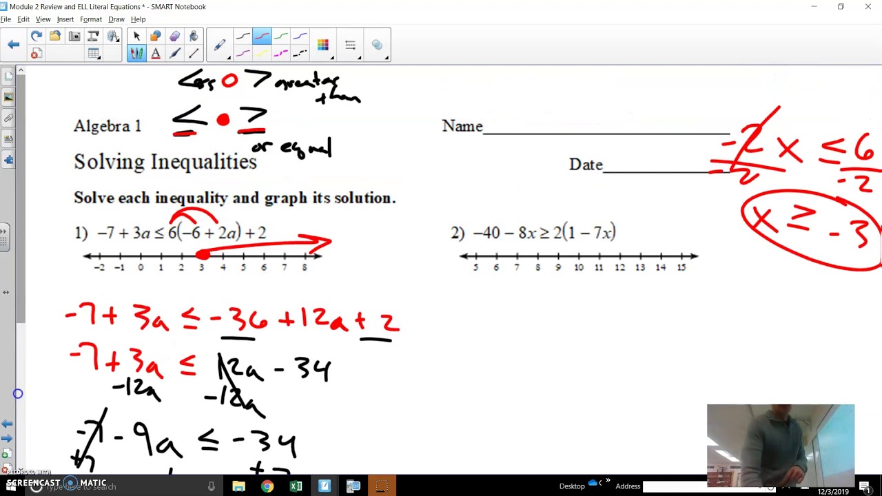 Module 2 Review Part 2 Literal Equations Continued and Solving/Graphing ...