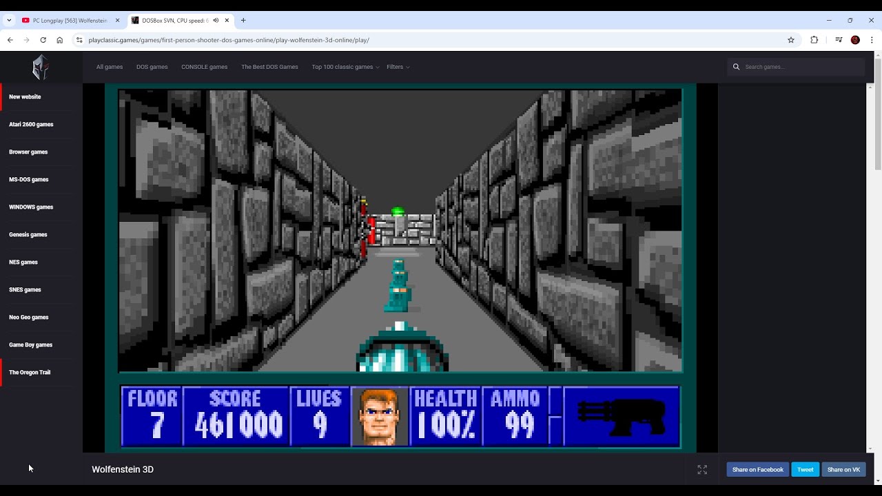 Wolfenstein 3D MS DOS PC 1945 1992 Episode 5 Floor 7 All Secrets Room ...