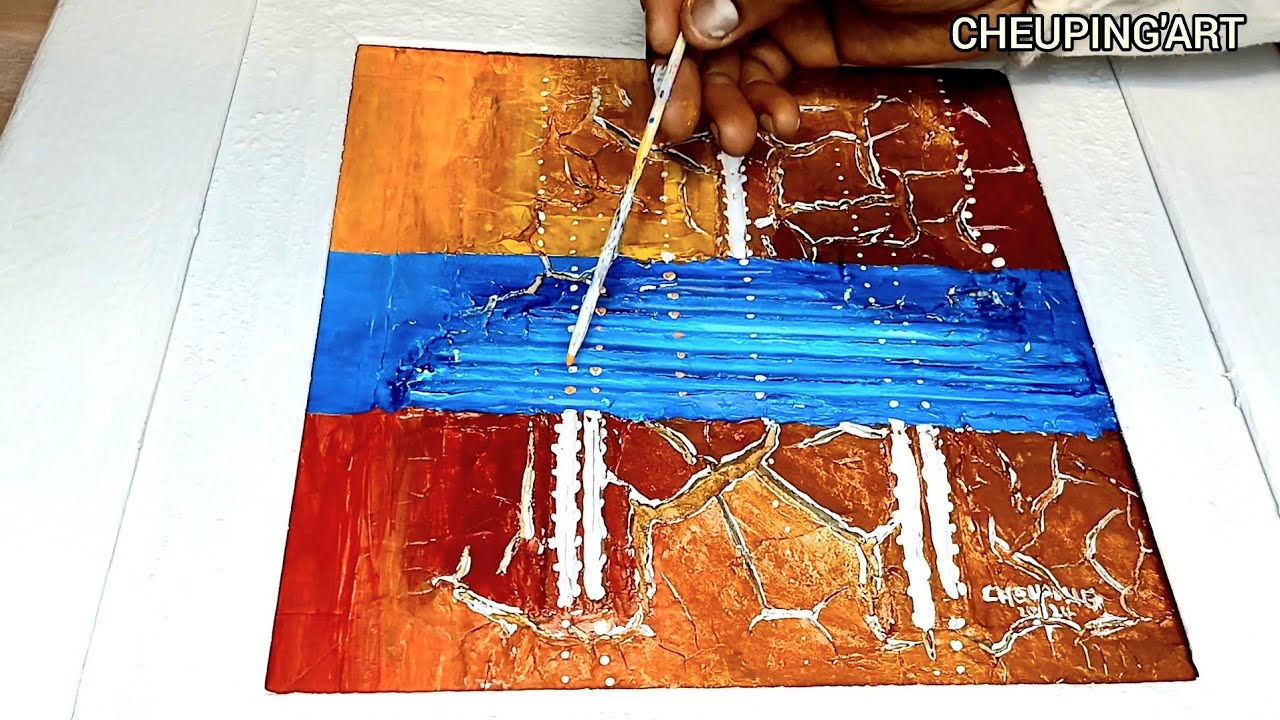 Abstract Acrylic Painting Technique with crack effects and texture ...