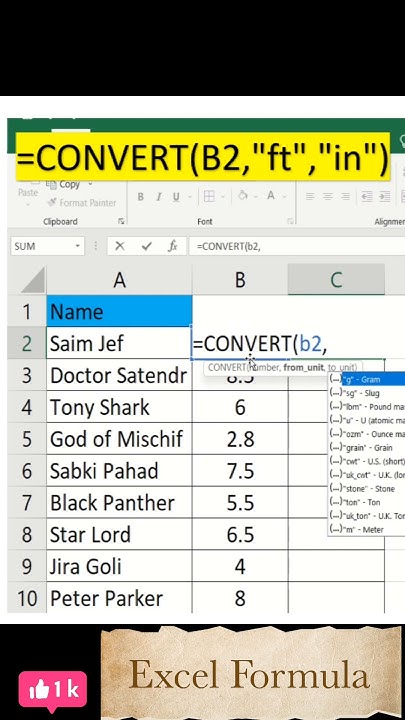 How to use Formula Convert in Excel #excel #education #viral #shorviral ...