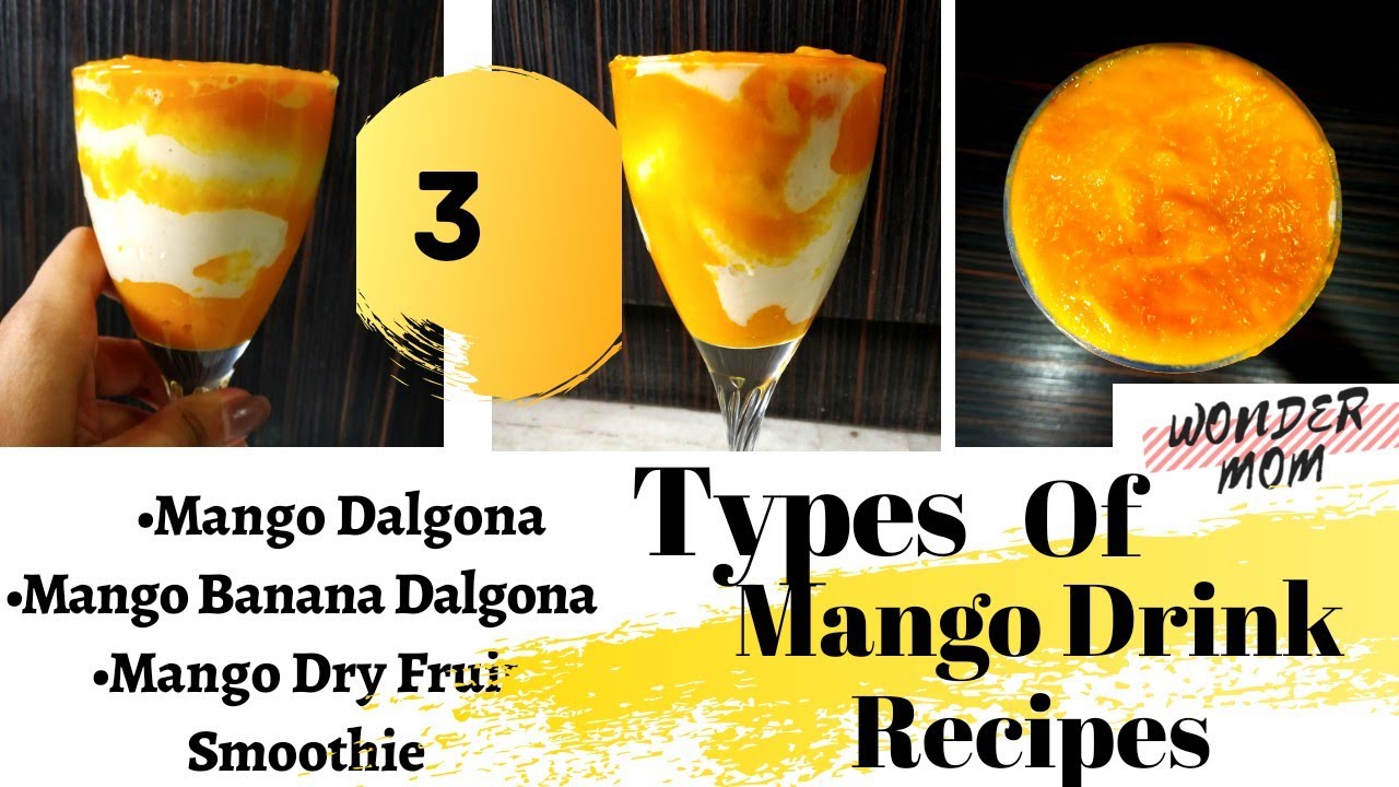 3 Types Of Mango Drinks | 2 Types of Mango Dalgona | Mango Shake ...