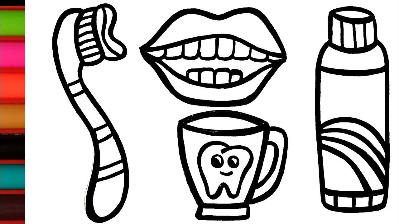 Dental Care Set Drawing, Coloring and Painting for kid's & Toddlers ...