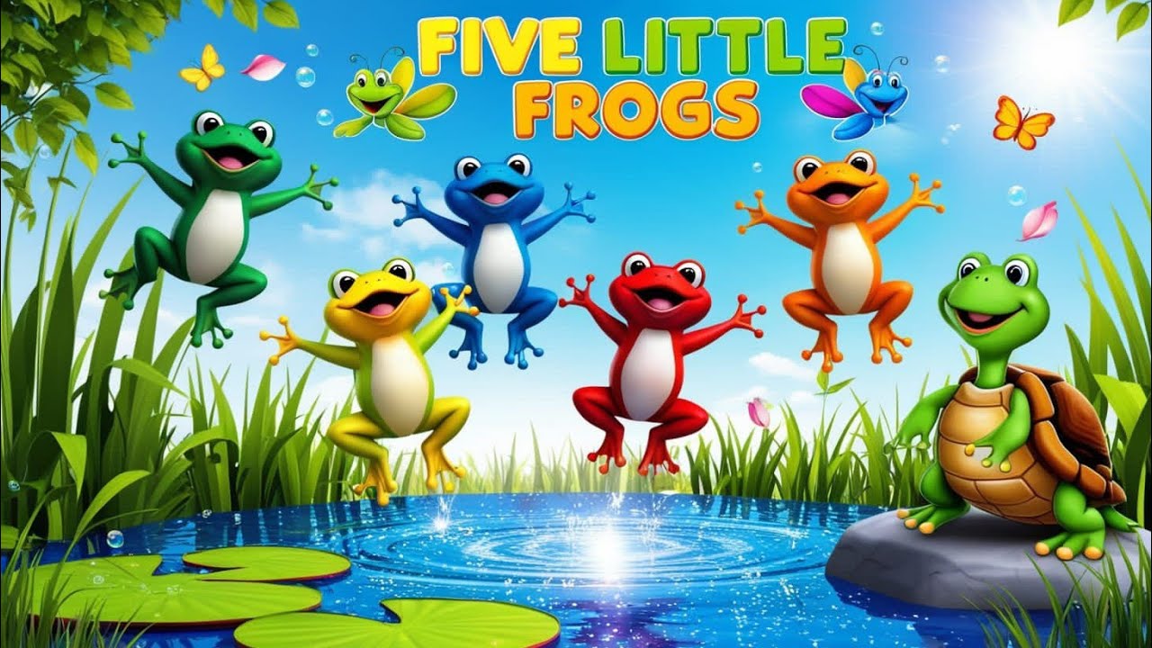 "🎶 Five Little Frogs Jumping in the Pool: A Fun & Catchy Nursery Rhyme ...