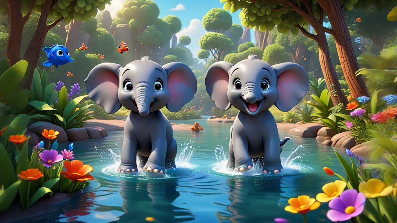 Five Baby Elephants Splash and Spray | Fun Counting Song for Kids ...