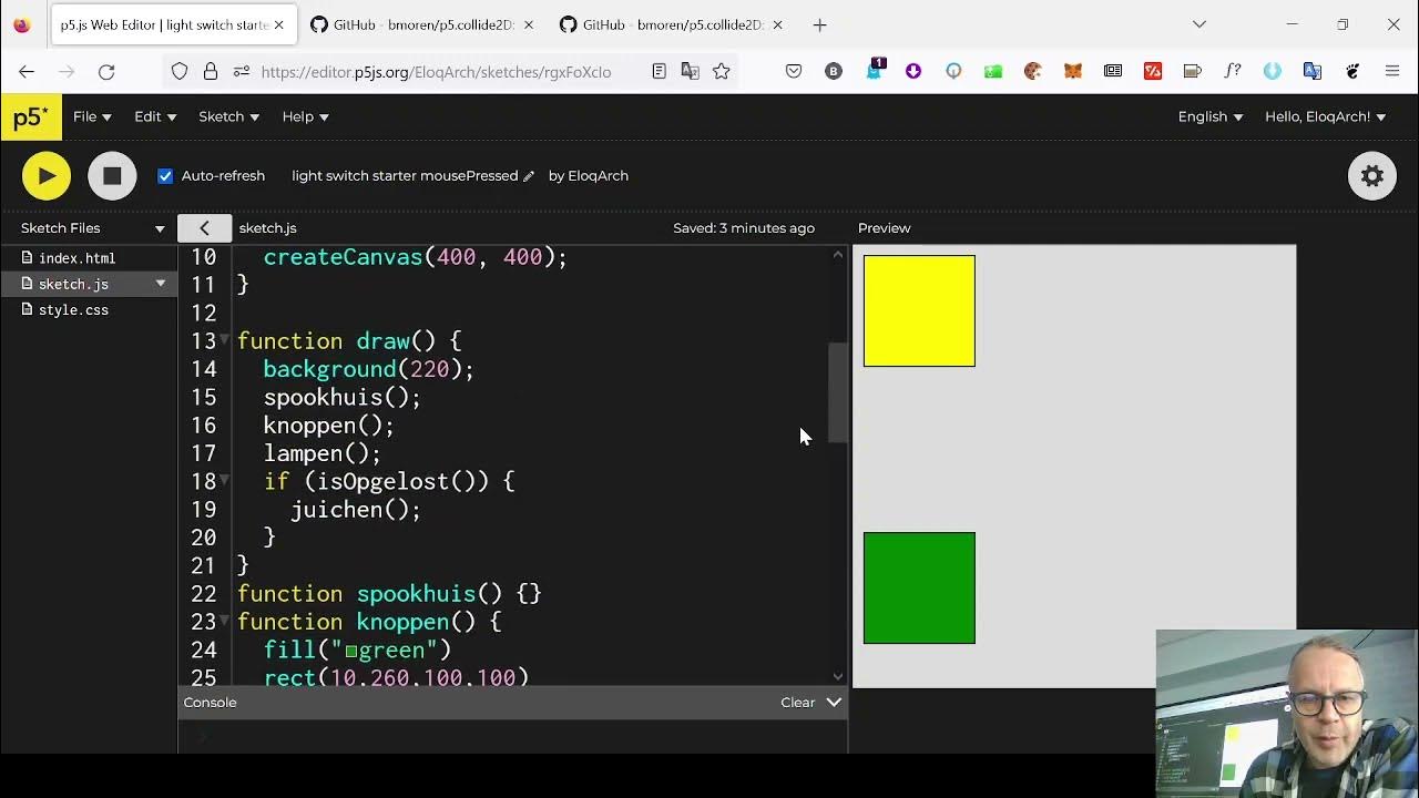 De collide2D library gebruiken in p5js - YouTube