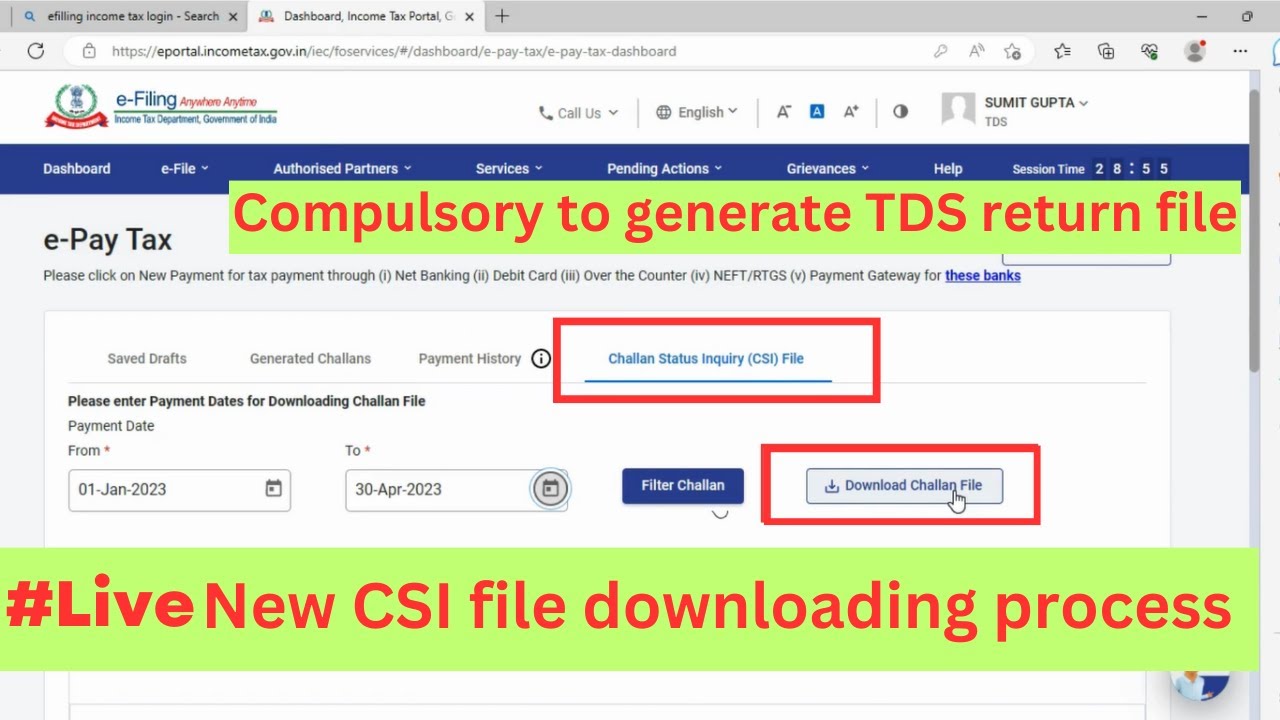 How To Download CSi File From efilingportal Income Tax live New Csi How To Download CSi File From efilingportal Income Tax live New Csi