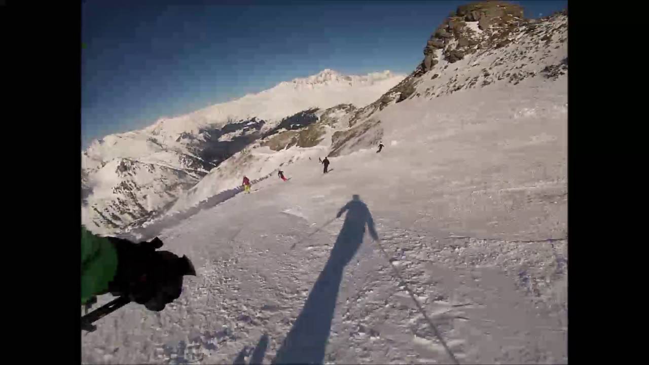 Glacier skiing, Descente Aiguille Rouge Les Arcs 2016 go pro hero 3 ...