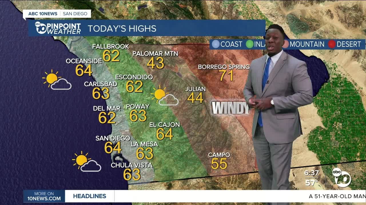 ABC 10News Pinpoint Weather with Moses Small: Warmer weather coming ...