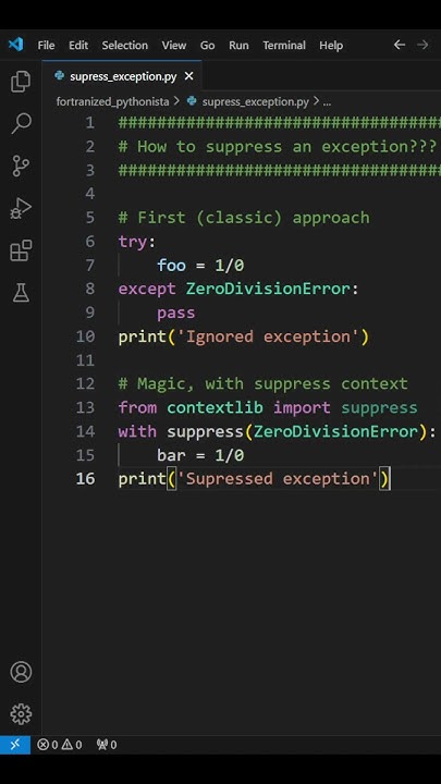 How to suppress an exception #python - YouTube