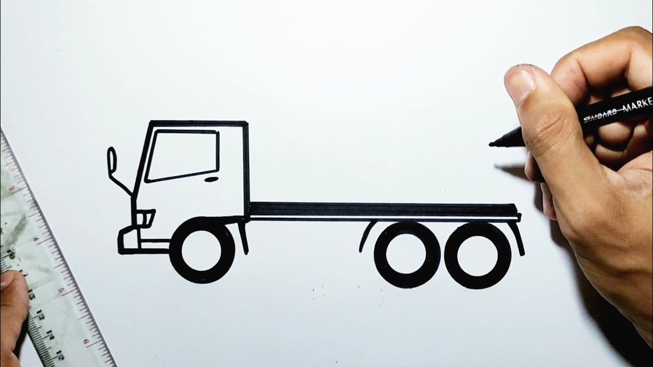 Cara menggambar mobil truk fuso tanpa bak #drawing - YouTube