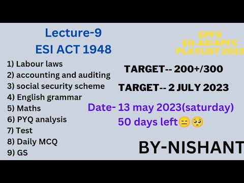 LECTURE-9 ESI ACT EMPLOYEES INSURANCE ACT 1948 + 20 MCQ + HANDWRITTEN ...