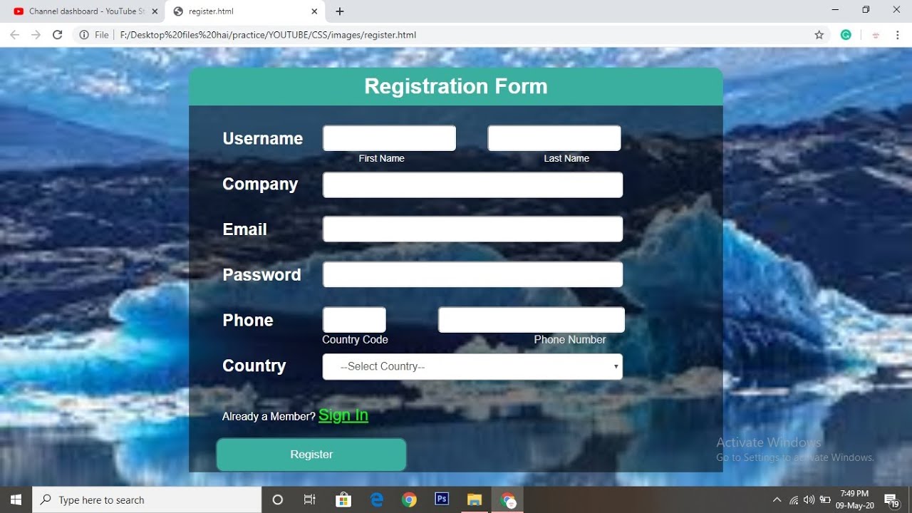 How to Create Transparent Login Form and Registration Form Design using ...
