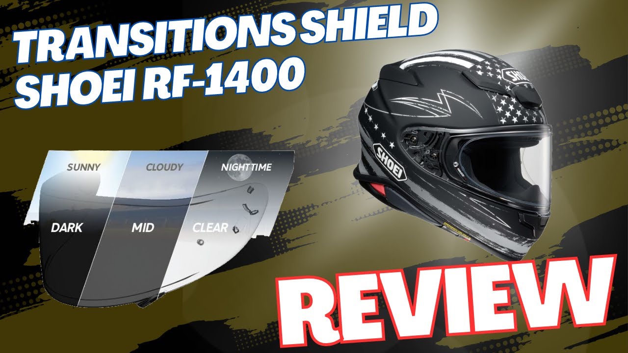 Review Of The Shoei RF-1400 With CWR-F2 Transitions Shield - YouTube