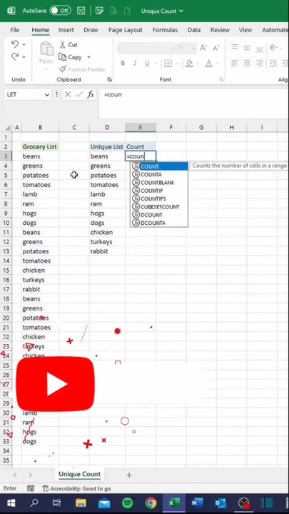 Find Unique List in Excel #excel #exceltips #excelshorts #shorts #short - YouTube