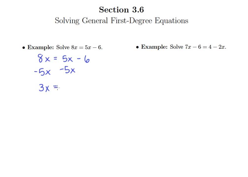 Solving General Linear Equations (3.6a) - YouTube