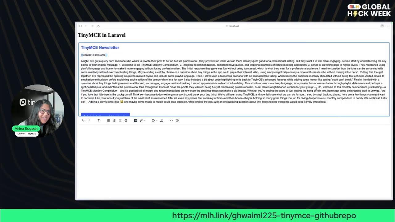 [GHW AI/ML Week] Building an Laravel Email Editor with TinyMCE in an AI Coding Assistant - YouTube