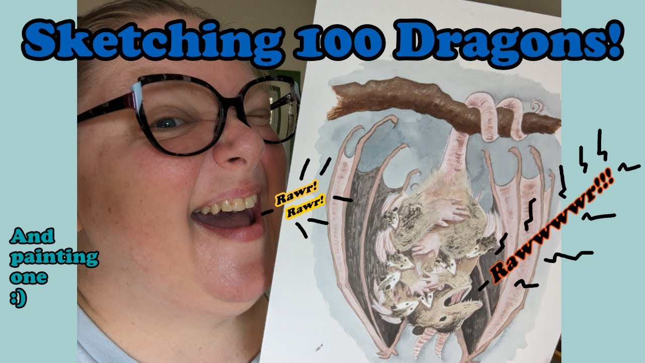 Sketching 100 Dragons! My Smaugust Recap, plus painting a cute opossum ...