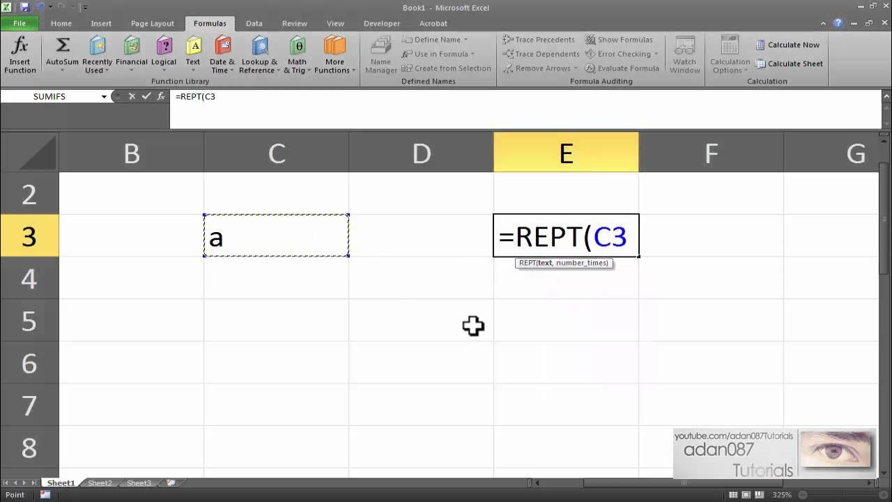 Excel repeating text using formulas - YouTube