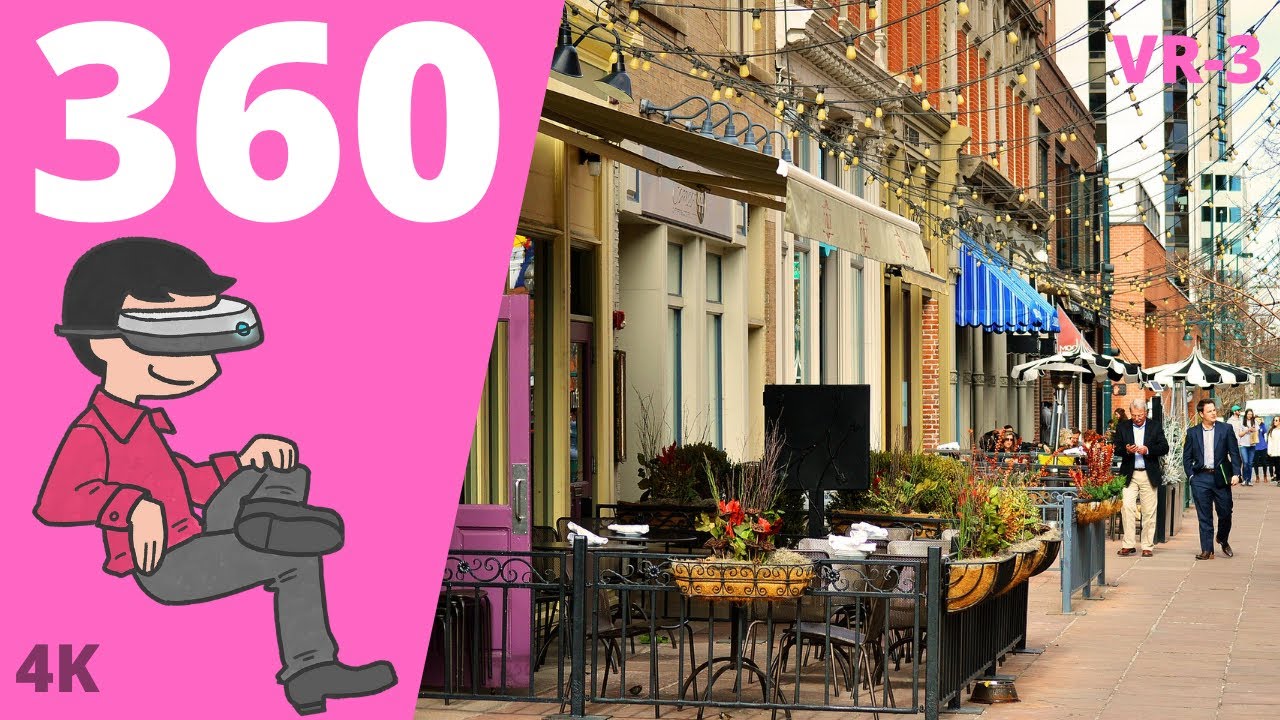 VR Street Cafe Virtual Reality 360 Video street view. VR immersive ...