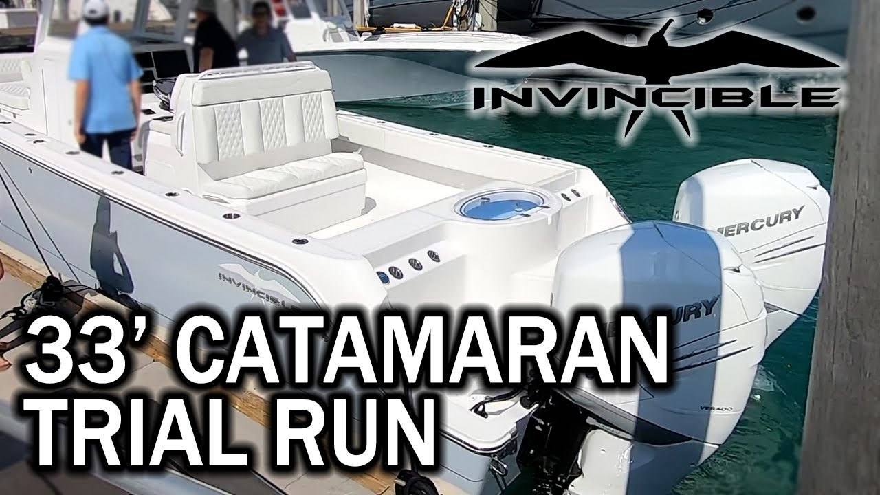 33' Invincible Cat Boat First Impressions | Test Ride - YouTube