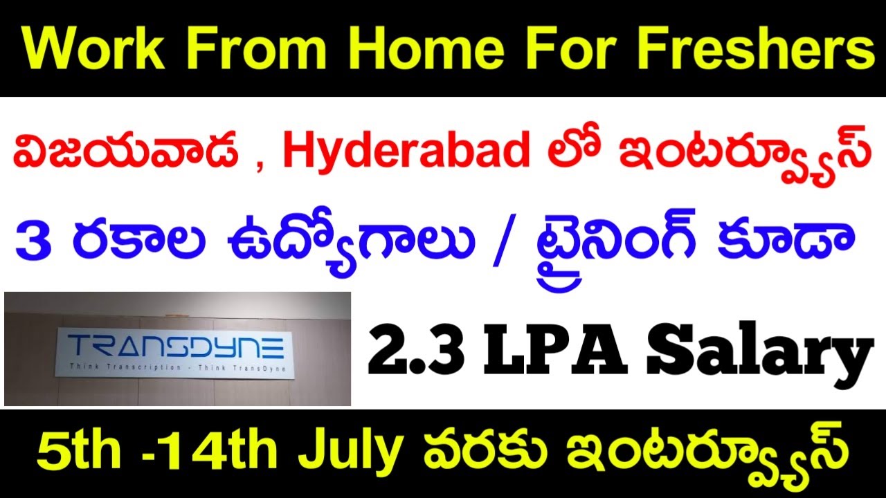 Work From Home For Freshers - Walk in/Online Interviews || TransDyne ...