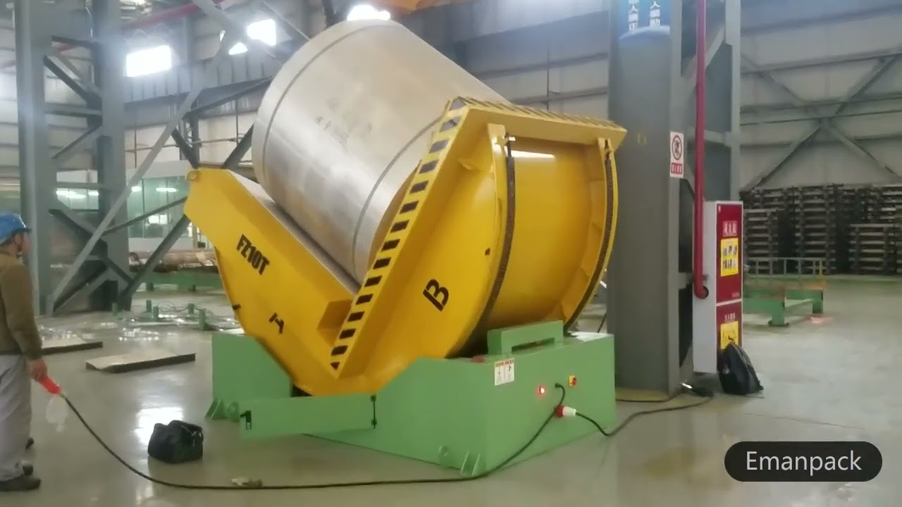 Upender tilter and turnover machinery for steel coil - YouTube