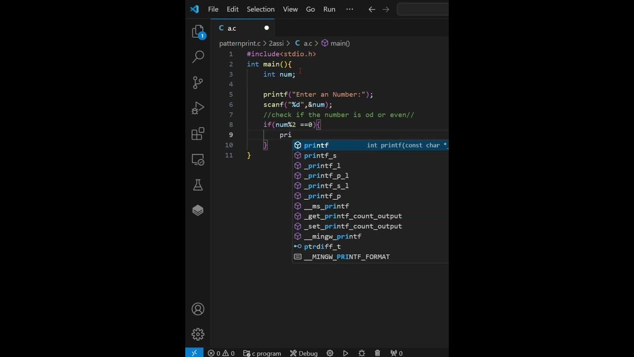 Odd Even Number Program In C Language Coding Programming Dailycoding Youtube