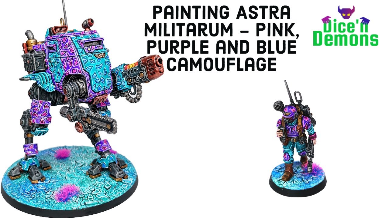 Painting Astra Militarum: pink, purple and blue camouflage - YouTube