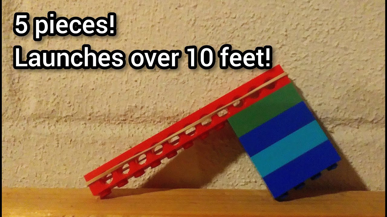 1-Minute Builds- 5-piece Lego Rubber Band Launcher- Fires over 10 feet ...