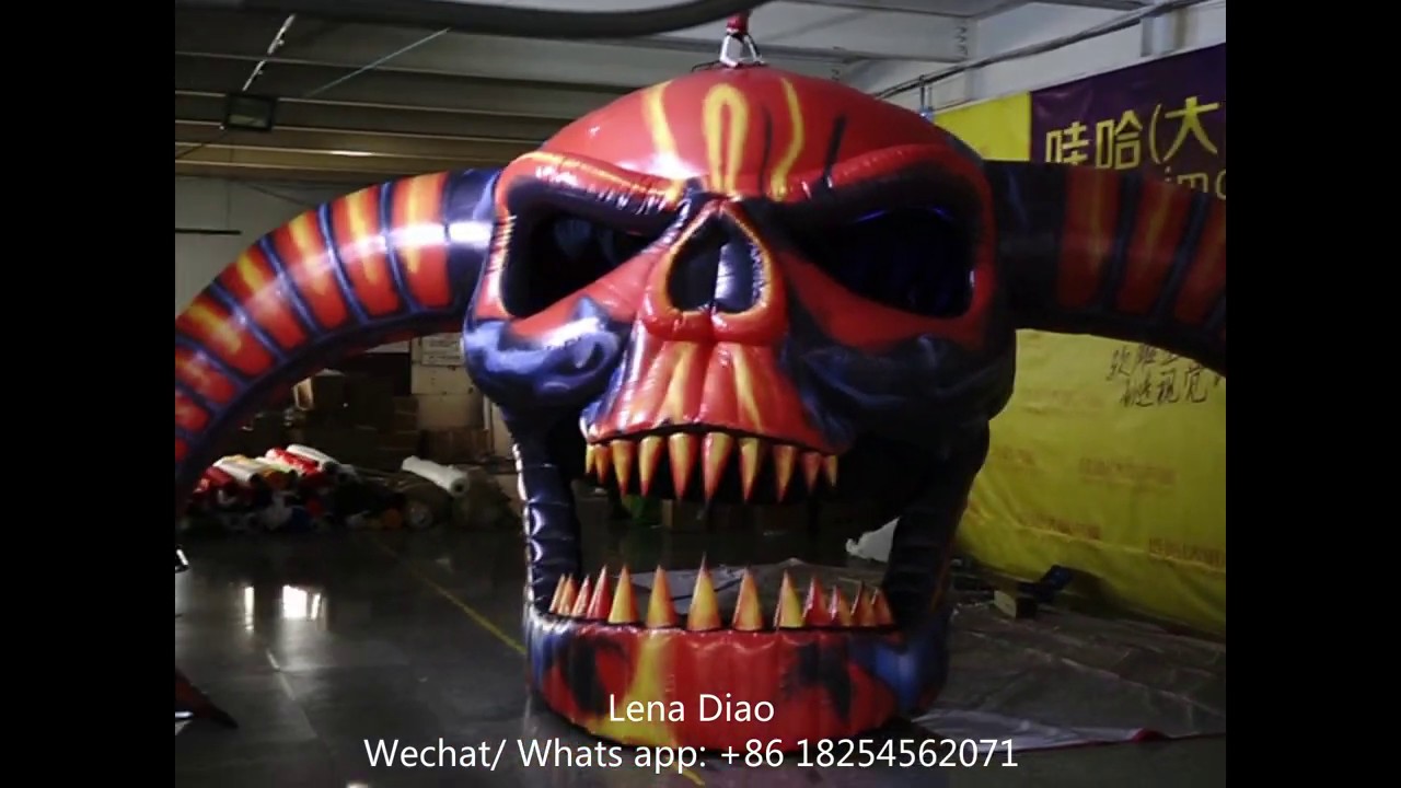 Giant Inflatable Devil Skull Head For Halloween Decoration - YouTube