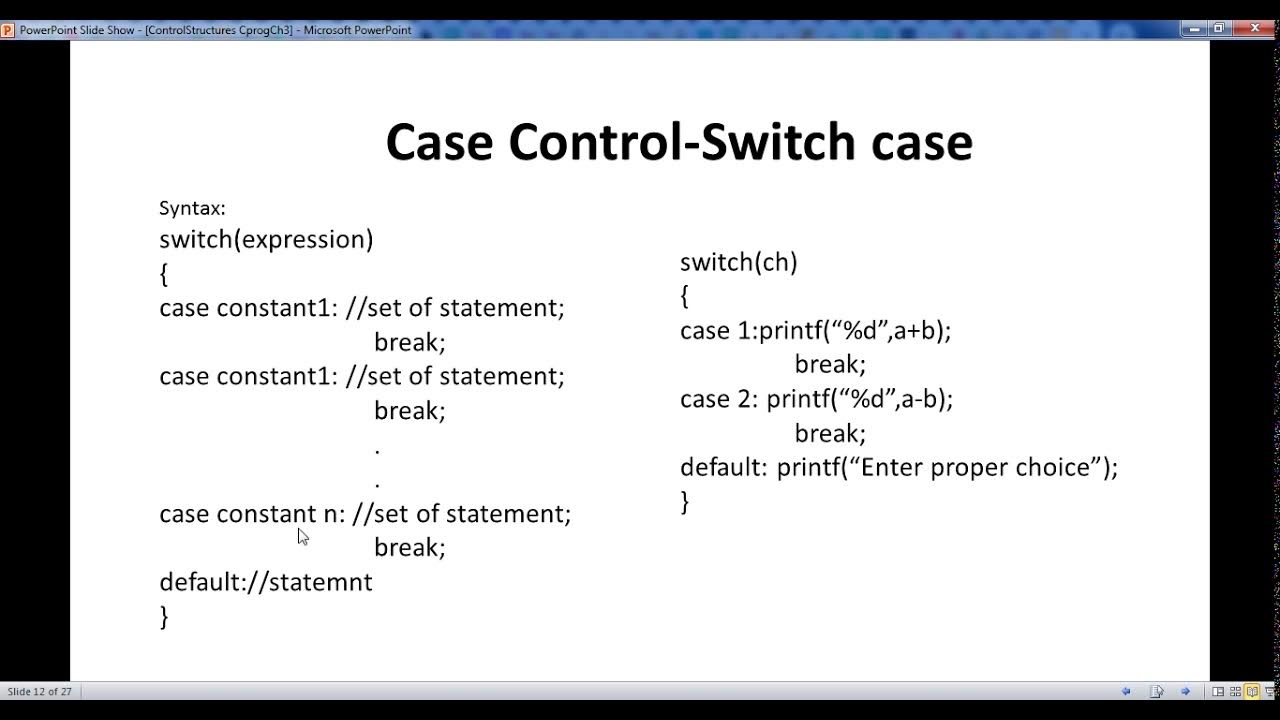 Control structure in C| conditional operator and case control in C ...