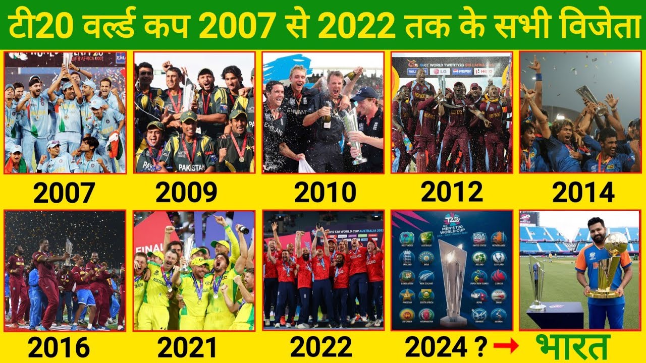 ICC T20 World Cup All Winners Team List From 2007 to 2022 - YouTube