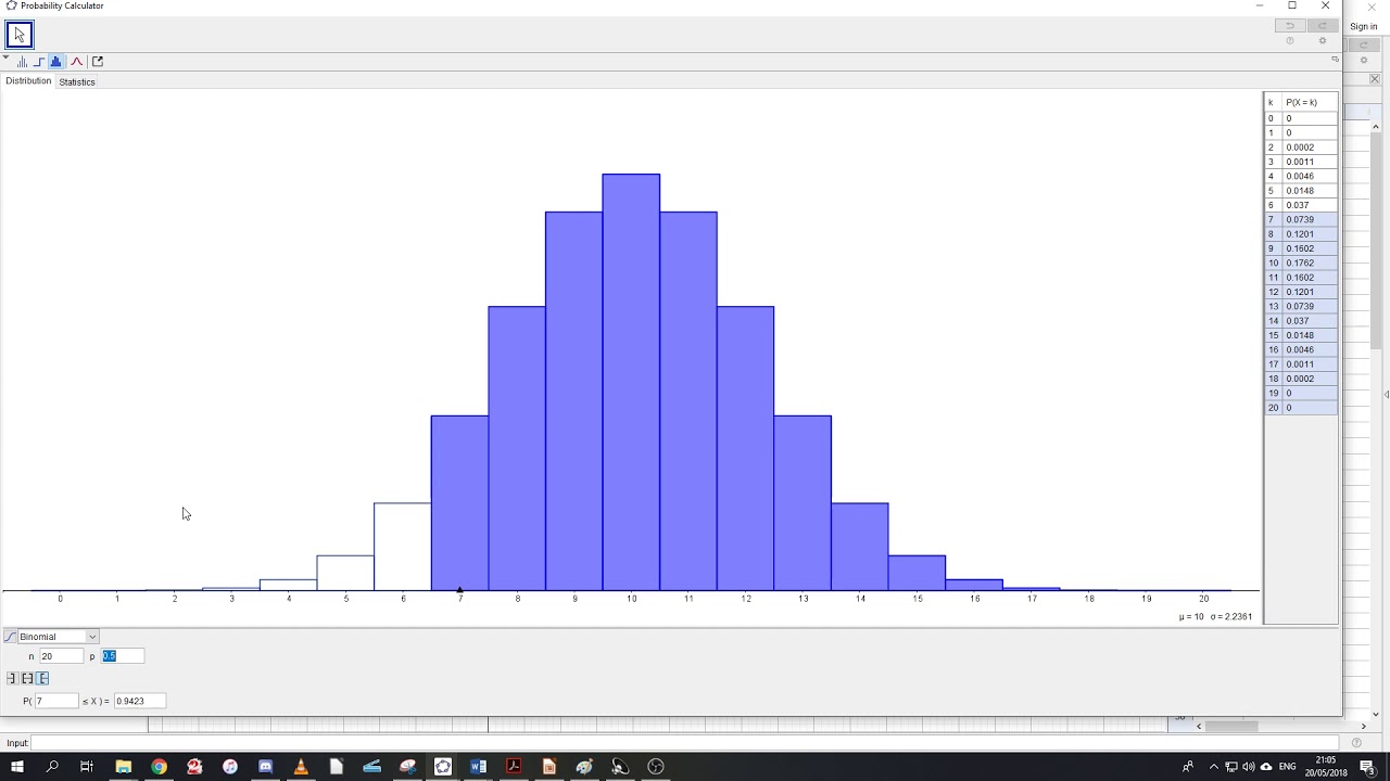Binomiale verdeling aanpakken met Geogebra - YouTube