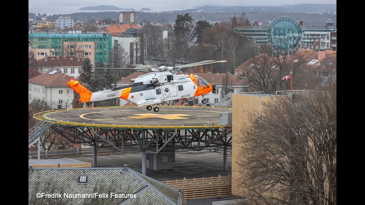AW 101 SAR Queen first landings at Ullevål hospital , Oslo, Norway ...