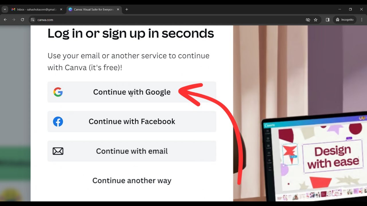 How To Signup For Canva Using Google (QUICK & EASY!) | Create Canva ...