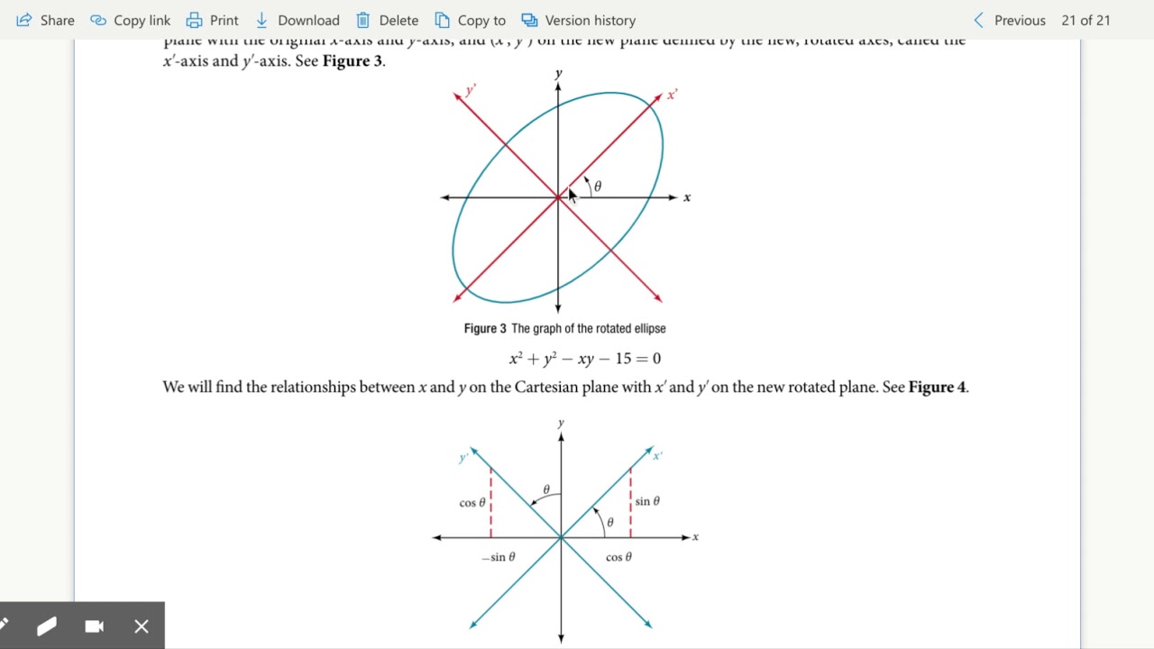 10.4 Intro to rotating conic sections - YouTube