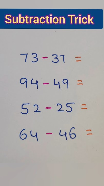 Subtraction Trick Shorts Ytshorts Mathstricks Mathhacks Subtractiontricks Multiply Mathshorts