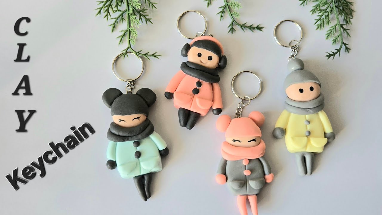 Doll Keychain Clay Tutorial 💛💙|Airdry Clay ideas |Easy Clay Craft - YouTube
