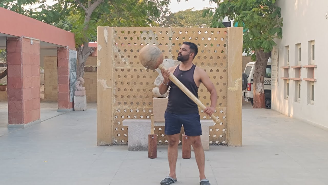 Indian Gada (mace) Making in to waste wood [how to make mace (gada ...